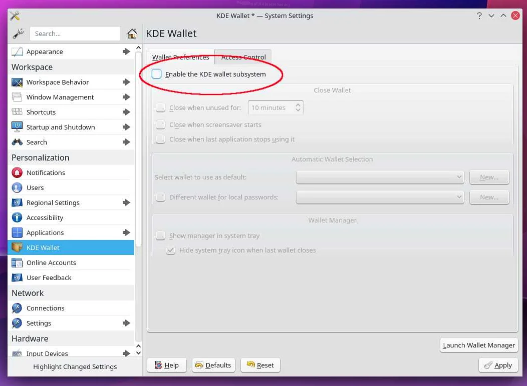 Как отключить kwallet в KDE: простой метод
