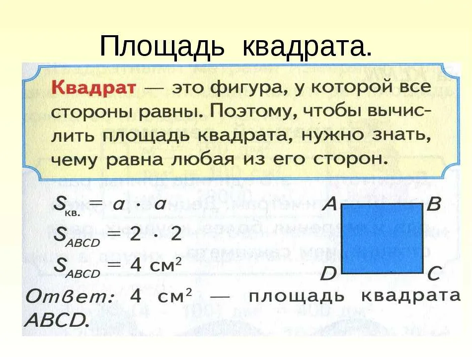 Как найти площадь квадрата в 4 классе: простые математические формулы и ...